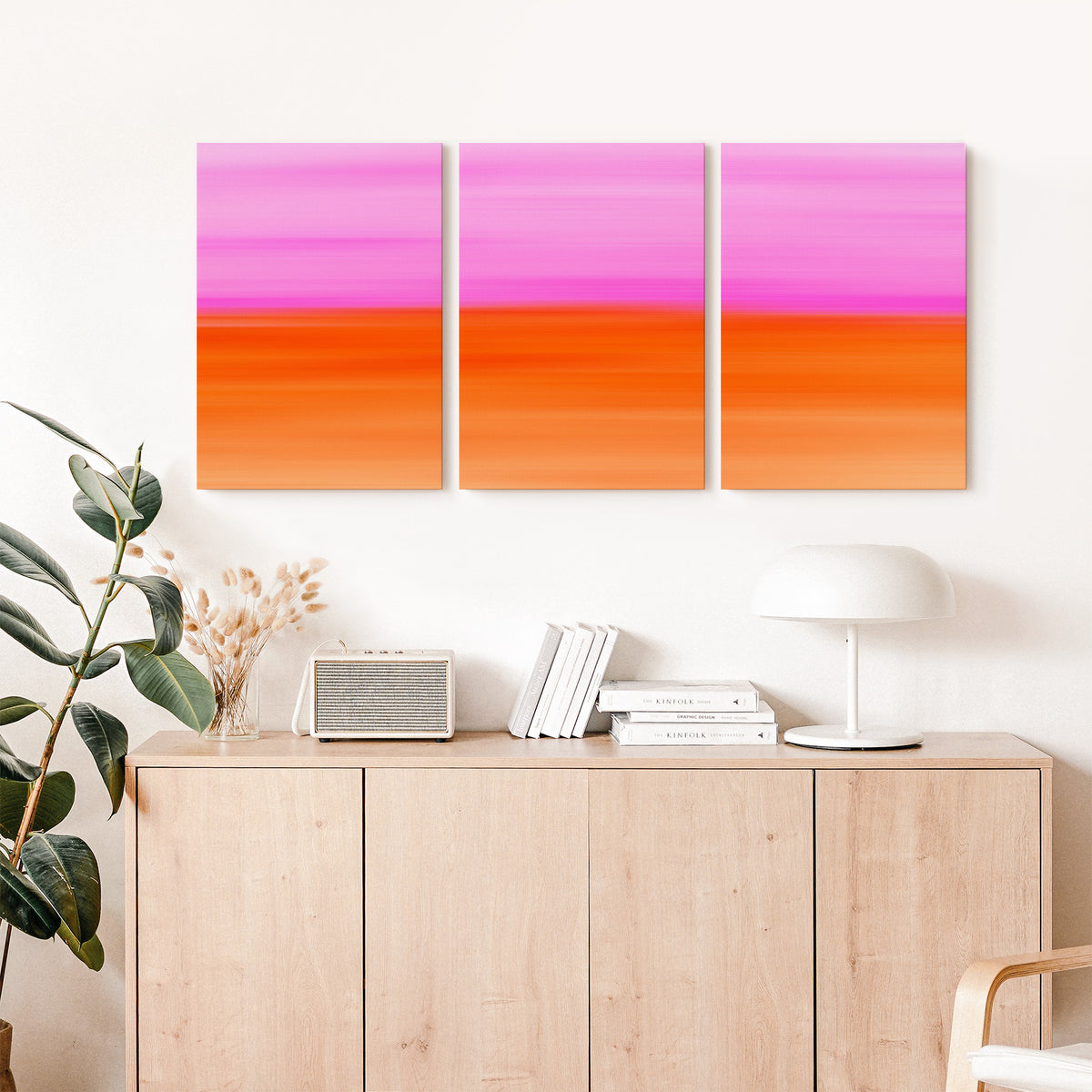 Set of 3 - Gradient Paintings No.10 - Printable Wall Art - Hot Pink Fu ...