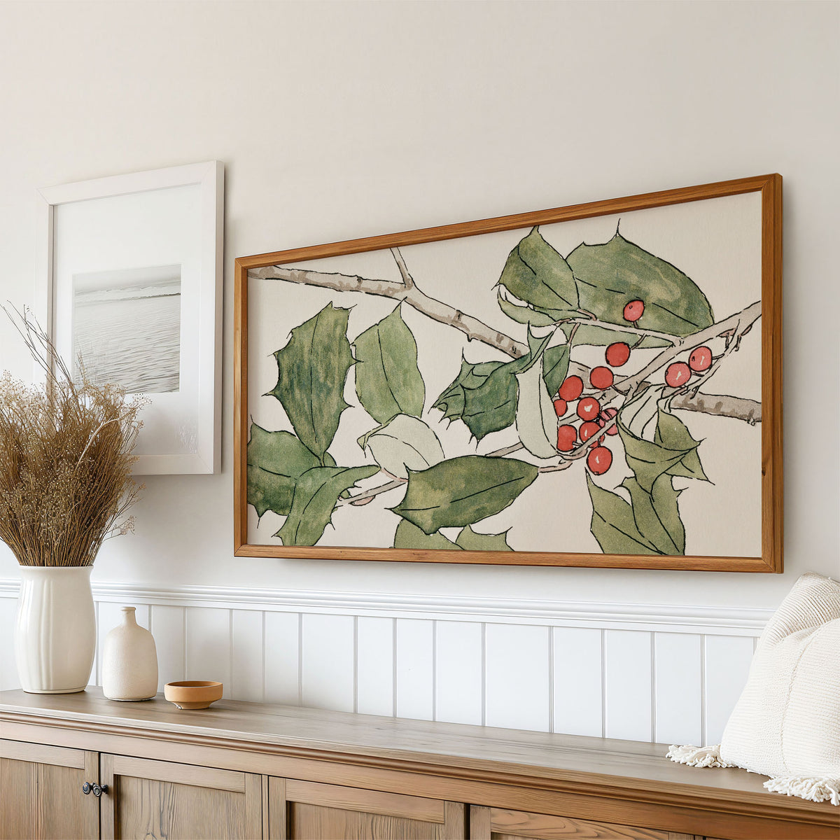 Vintage Holly Drawing by Hannah Borger Overbeck - Holiday Christmas Sa ...