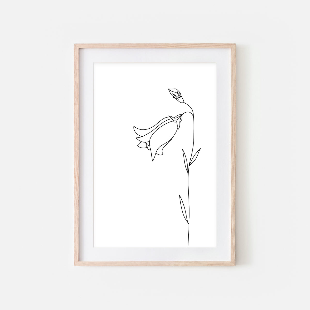 Floral Line Art - One Bell Flower - Black & White - Printable Wall Art ...