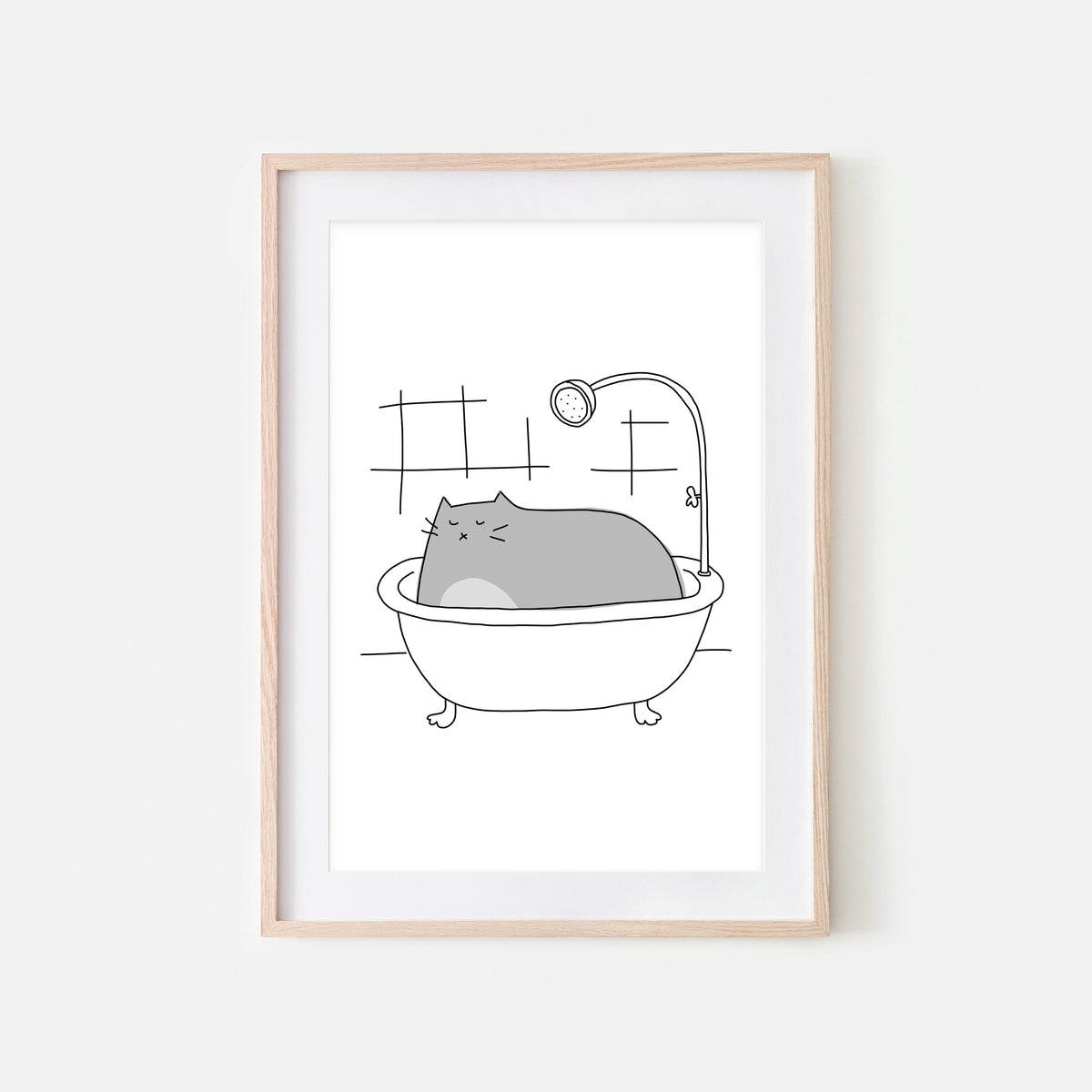Gray Cat in Bathtub - Funny Bathroom Decor - Printable Wall Art – Happy ...