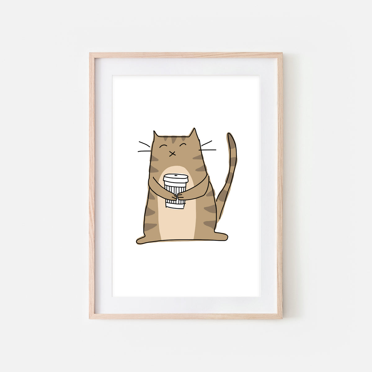 Brown Tabby Cat Coffee Lover | Kitchen Home Office Decor | Wall Art ...