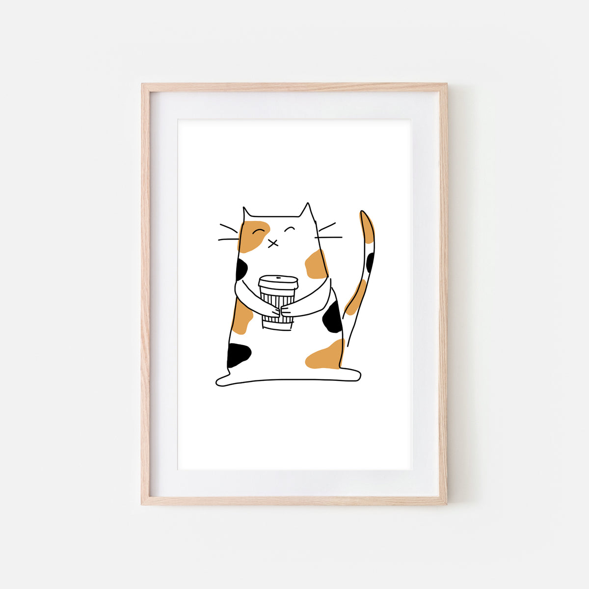 Calico Cat Coffee Lover | Kitchen Home Office Decor | Wall Art ...
