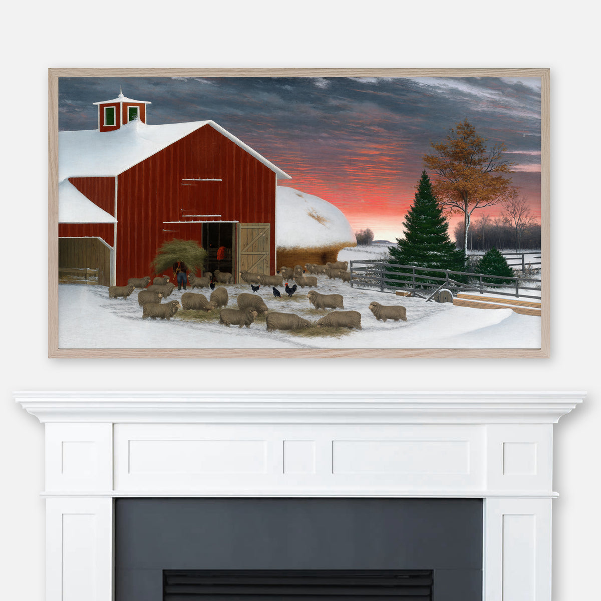 Horatio Shaw Farmhouse Landscape Painting - Barnyard In Winter - Samsu ...