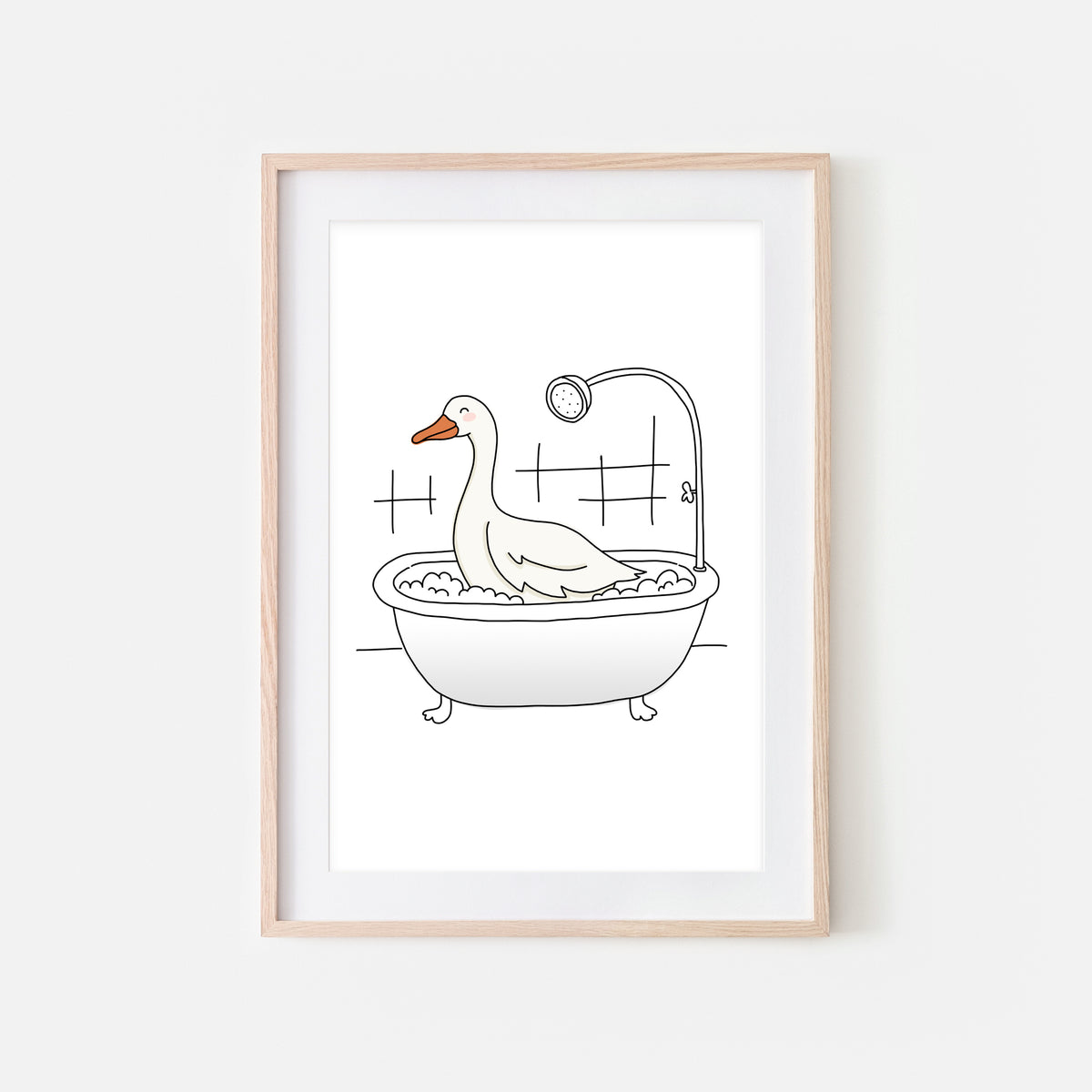 Snow Goose - Animal in Bathtub Wall Art - Fun Farm Kids Bathroom Decor ...