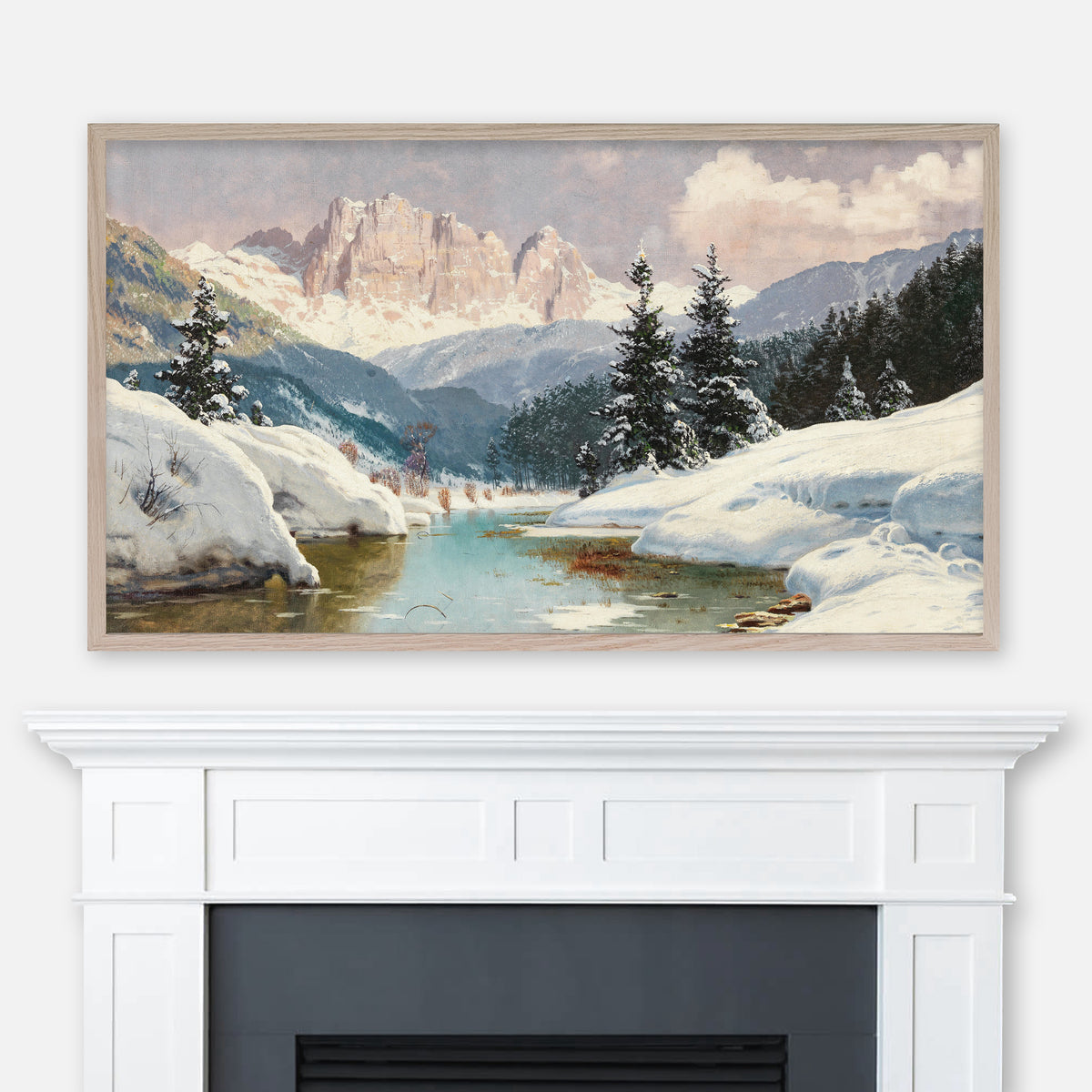 Toni Haller Mountain Landscape Painting - A Sunny Winter Day with a Vi ...
