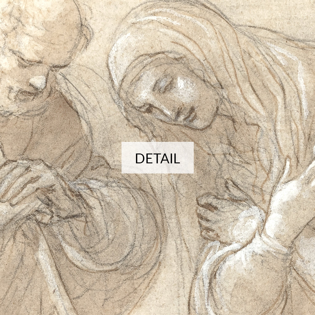 Ludovico Carracci Antique Drawing - The Nativity with Saints Francis a ...